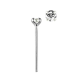 Luxe Modz 20PCS 22 Gauge 925 Sterling Silver Nose Stud Rings Nose Bone Studs Nose Piercing Jewelry Prong Set Clear Crystal Size 1.5mm & 2mm Fit Most Nose Piercings Woman Men