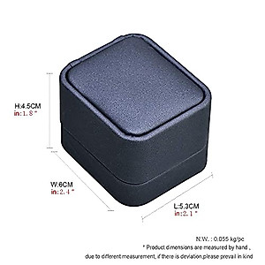 Woodten Blue Round Corner PU Leather Proposal Ring Box Jewelry Ring Gift Box Jewelry Packaging Box