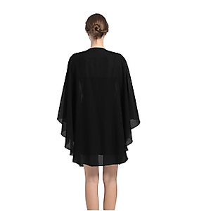 Baoqiya Chiffon Shawls and Wraps Wedding Party Shawl Scarf for Women Bridal Evening Dress on Special Occasion Dresses (Black)