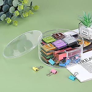 Dayaanee Round Acrylic Box with Lid, 2 Pack Clear Round Organizer Container Acrylic Circle Box with Lid, 5.9” Storage Boxes for Candy,Pill, Nails, Beads and Tiny Jewelry