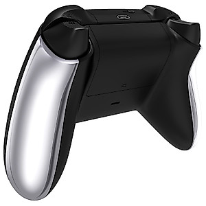 eXtremeRate Replacement Side Rails Grip for Xbox Core Wireless Controller, Chrome Silver Custom Accessories Back Panesl Handles Cover Shell for Xbox Series X & S Controller [Controller Excluded]