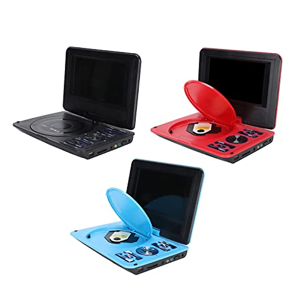 Zyyini Portable DVD Player, 6.8-Inch HD Screen DVD Player,Support 270 Degree Swivel Mobile DVD Player,U Disk/SD/MMC Cassette,with Remote Control,for Car/Kids/Home/Travel(US-red)