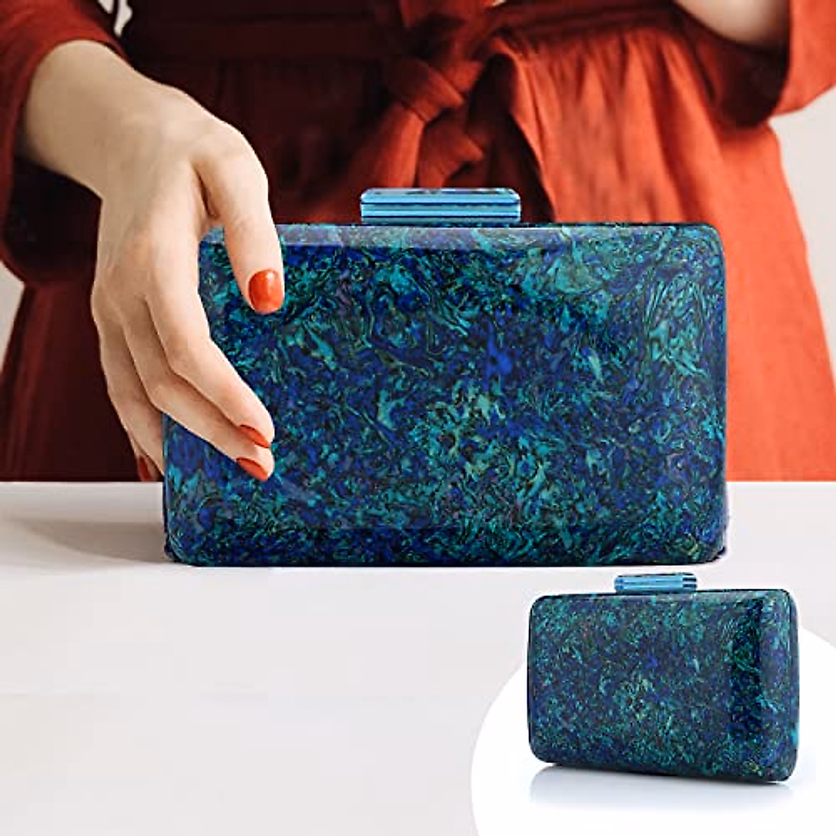 Women’s Evening Clutch Acrylic Clutch Purses for Women Wedding Prom Dress Bag (Green)