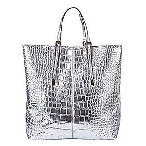 Women Stylish 3 Piece Bag Set,BBDI Alligator Pattern Lash Package PU Leather Shoulder Tote Purse Bag - Silver