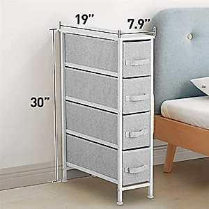 SEASD Narrow Dresser with 4 Fabric Drawers Vertical Slim Storage Dresser Storage Tower with Sturdy Metal Frame Storage Box Drawer Rack