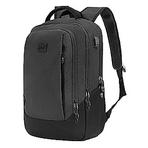 WOLT | Travel Laptop Backpack for Women & Men - airplane approved carry on Business Bag with USB Charging Port, fits 15.6 Inch Notebook (Dark Grey)