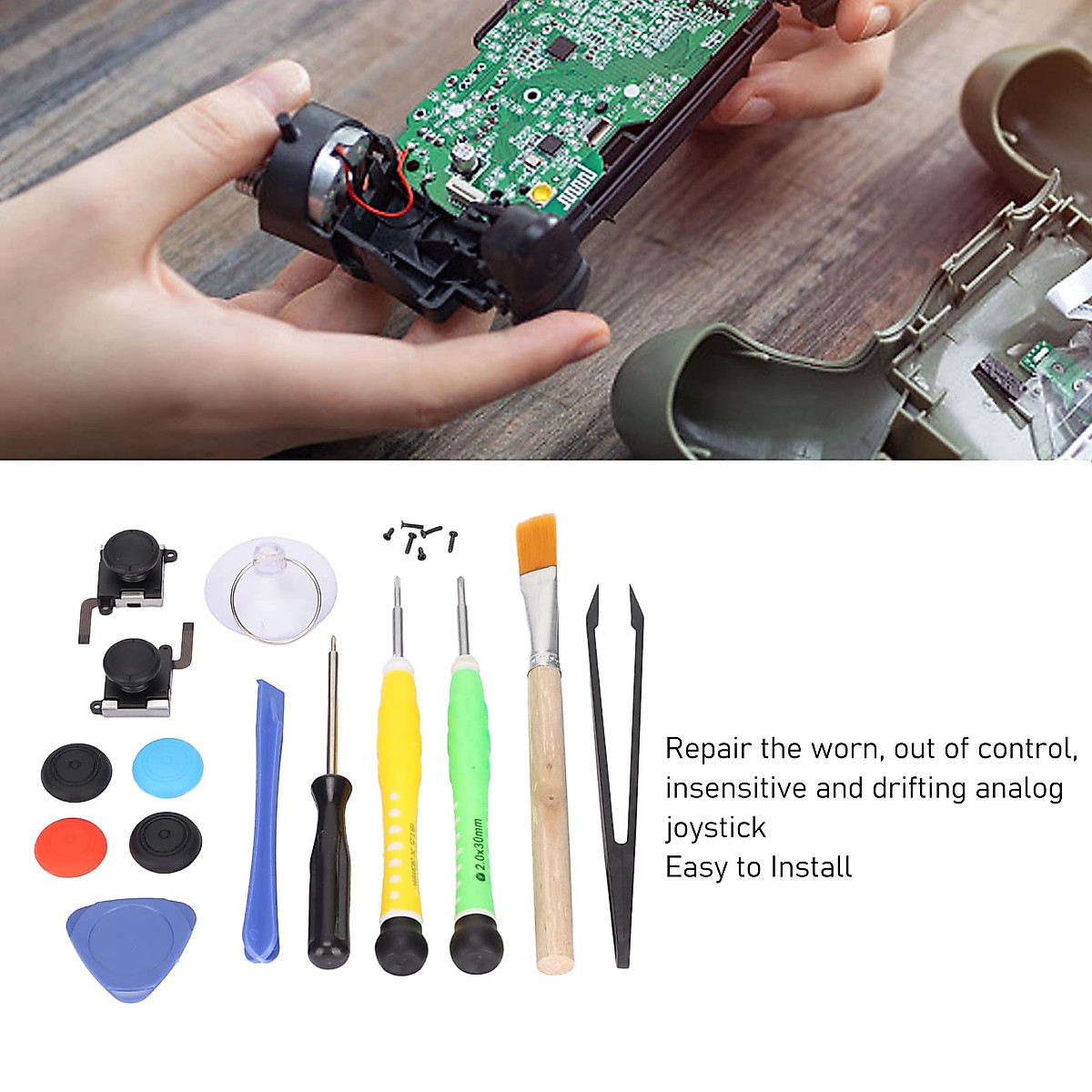Disassembly Kit for Switch, 21in 1 Disassembly Repair Tool Kit Joystick Screwdriver Press Stick Pick Brush Clip Suction Cup Silicone Keycap Screw Box Set for Switch Handle