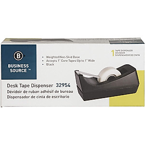Business Source Standard Desktop Tape Dispenser, Black, 1 in (BSN32954)
