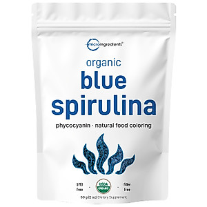 Organic Blue Spirulina Powder (Phycocyanin Extract), 60 Servings - No Fishy Smell, 100% Vegan Protein from Blue-Green Algae, Natural Luminous Food Coloring for Smoothies, Baking, Drinks & Cooking
