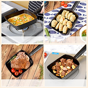 Toutrop 7.5" Foundry Iron Omelette Pan, Non-Stick Tamagoyaki Egg Pan, Square Frying Pan with Handle