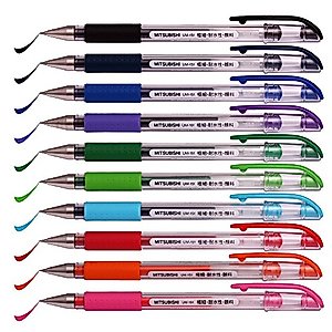 Mitsubishi Uni-ball Signo Um-151 Gel Ink Pen - 0.38 Mm (Pack of 10 Colors)