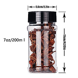 16 Pack 7oz Clear Plastic Spice Jars,Storage Container Bottle Containers with Black Cap,Perfect for Storing Spice,Herbs and Powders,Provide Chalkboard Labels and Chalk Marker