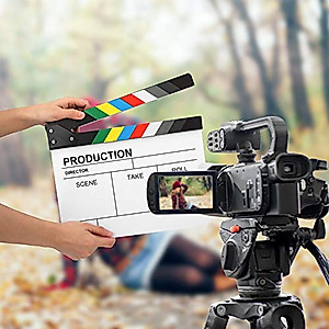 riuty Film Clapperboard 30x25CM Acrylic Movie Clapperboard Professional Director Action Clap Film Photography Tool Suitable for Role Playing Editing Video Production Movie Film Camera Photography(#2)