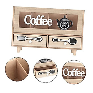 HANABASS Box Coffee Storage Box Flatware Storage Box Desktop Decor Woodsy Decor Utensil Rack Kitchen Gadgets Organizer Utensil Drying Rack Coffee Case Cutlery Box Wood Storage Box Supplies