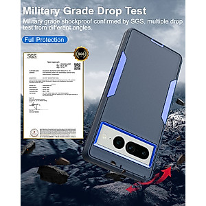 Dahkoiz for Google Pixel 7 Pro Case, with Dust-Proof Port Cover, Full Body Protection Rubber Protective Case for Google Pixel 7 Pro, Blue/Navy