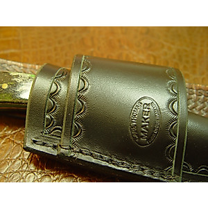 Cross Draw Premium Leather Knife Sheath for Buck 113, 6.4" Fixed Blade Knife Holder, Dyed Black