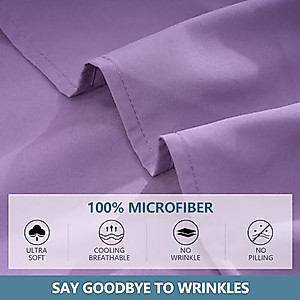 MEISHANG Full Size Sheet Set, Soft Breathable Cooling Brushed Microfiber Bed Sheets, Hotel Luxury Egyptian Sheets with 16 Inch Deep Pocket, Wrinkle Free, 4 Pieces (Full, Purple)