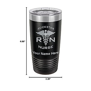 LaserGram 20oz Vacuum Insulated Tumbler Mug, RN Rockstar Nurse, Personalized Engraving Included (Black)