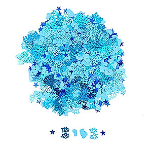 Gender Reveal Party Cofnetti It's a Boy Table Sequins Blue Baby Footprint Star Table Confetti for Baby Shower Gender Reveal Party Decorations by Topfunyy, 1.6 Oz