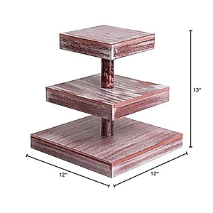 Mind Reader Cupcake Stand, Tiered Tray Stand, Dessert Table Display, Kitchen Tower, Wood, 11.75" L x 11.75" W x 12.75" H, Brown