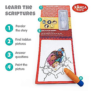 KangaToys Water Reveal Coloring Scripture Book for Kids Ages 3+. New Testament Bible Stories: Preschool, Elementary, Primary, Christian, Religion