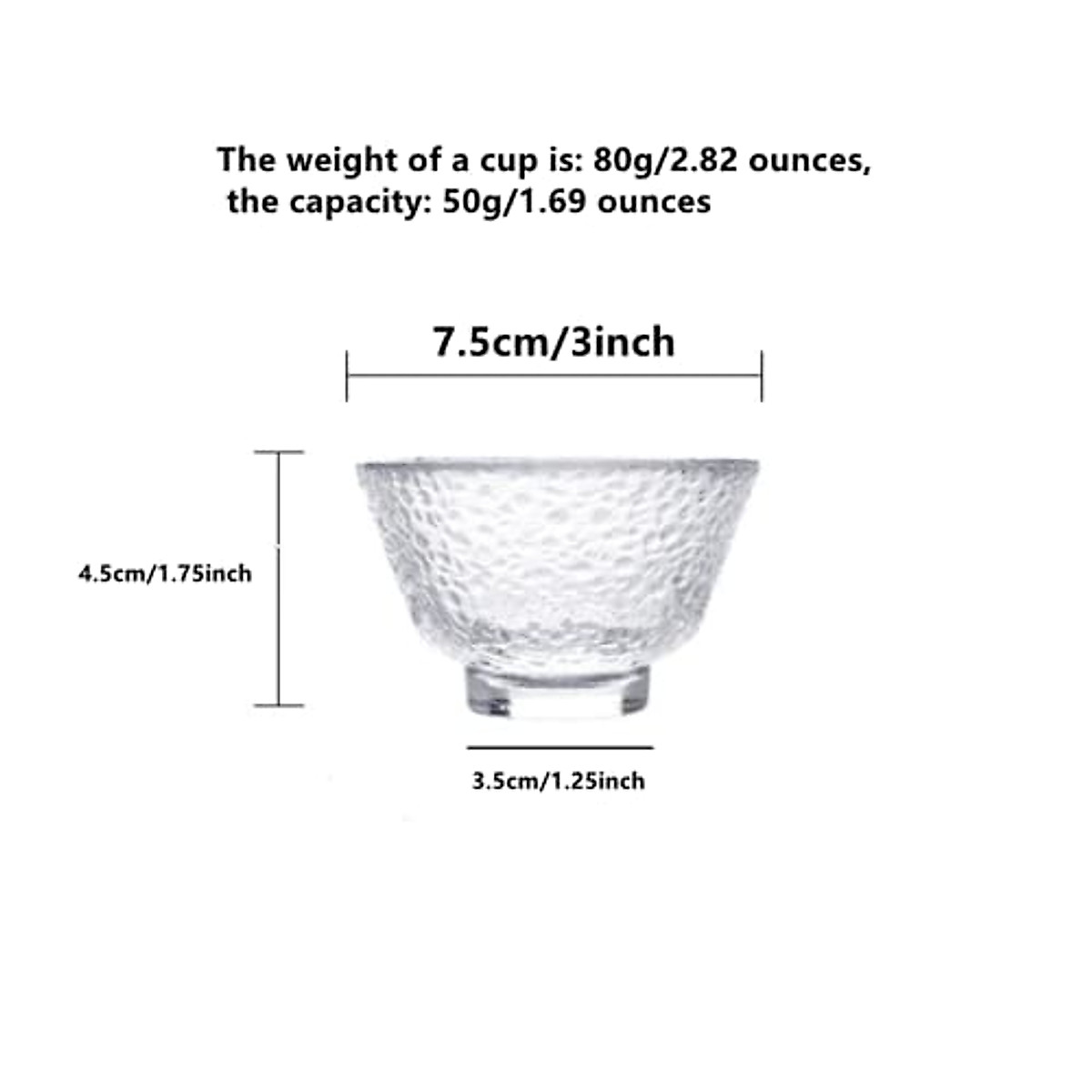 Rikyo 6 Pcs Sake Tea Cups,Heat Resistant Glass Teacup,Mini Espresso Cups,Kung Fu Tea Set,Small Chinese Tea Cup,50ml 1.69 Oz No Handles,Handmade Japanese Cold Sake Sushi Wine Tea Cup