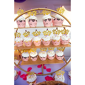 JeVenis 40 PCS Glittery Princess Cupcake Toppers Crown Cupcake Wrapper Crown Cupcake Toppers Baby Shower Cupcake Decorations for Birthday Baby Shower Party Decorations Supplies