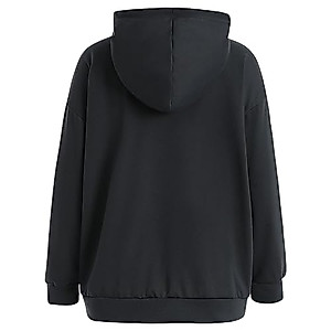 Lausiuoe Pink Hoodie Womens Long Sleeve Cute Cat Ear Pullover Hoodie Crop Top Gothic Cold Shoulder Lace Up Y2k E-Girl Oversized Sweatshirt