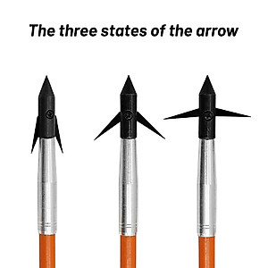 HANDBAIGE Archery 6pcs 32 Inches Fiberglass Shaft Fishing Arrows 8mm Bowfishing Arrow with Broadheads for Compound and Recurve Bow Fishing Hunting
