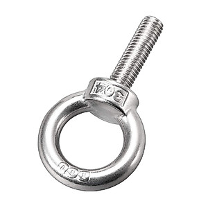 uxcell Lifting Eye Bolt M10 x 35mm Male Thread 304 Stainless Steel for Hanging, Pack of 2
