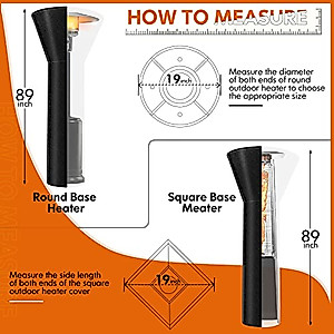 Patio Heater Covers Waterproof 420D with Zipper & Storage Bag-Dustproof Windproof and Snowproof Propane Heater Covers Heavy Duty with 5 Buckles Outdoor Patio Heater Cover - 89"H x 35"D x 19"B (Black)