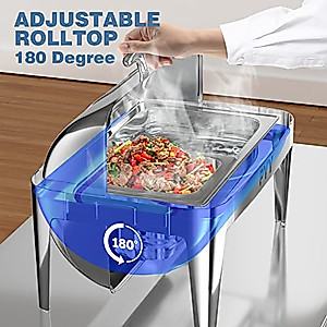 PYY Roll Top Chafing Dish Buffet Set, 9 QT Stainless Steel Chafing Server Set for Catering Commercial Chafers Buffet Warmer for Parties, Wedding, Banquet, Events (2 Half-Size)