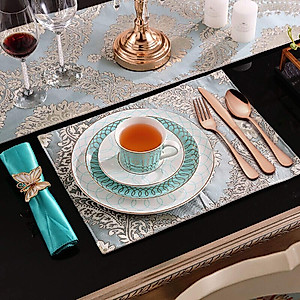 LIANYU Copper Silverware Flatware Set, 60 Piece Stainless Steel Cutlery Set for 12, Mirror Finish, Ideal for Home Hotel Wedding Festival Party, Dishwasher Safe