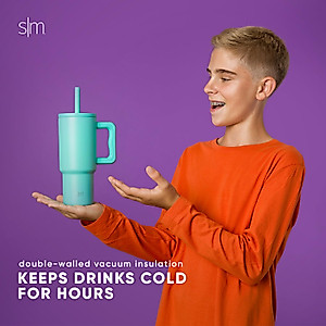 Simple Modern Kids 24 oz Tumbler with Handle and Silicone Straw Lid | Spill Proof and Leak Resistant | Reusable Stainless Steel Bottle | Gift for Kids Boys Girls | Trek Collection | Almond Birch