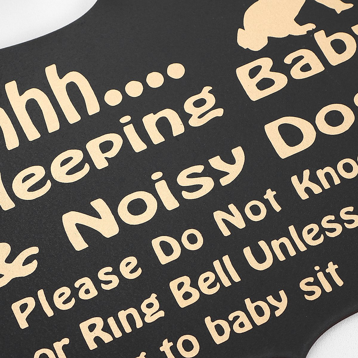 WINOMO Shhh Sleeping Baby Door Sign Do Not Disturb Sign Baby Room Hanging Wooden Decorative (Black)