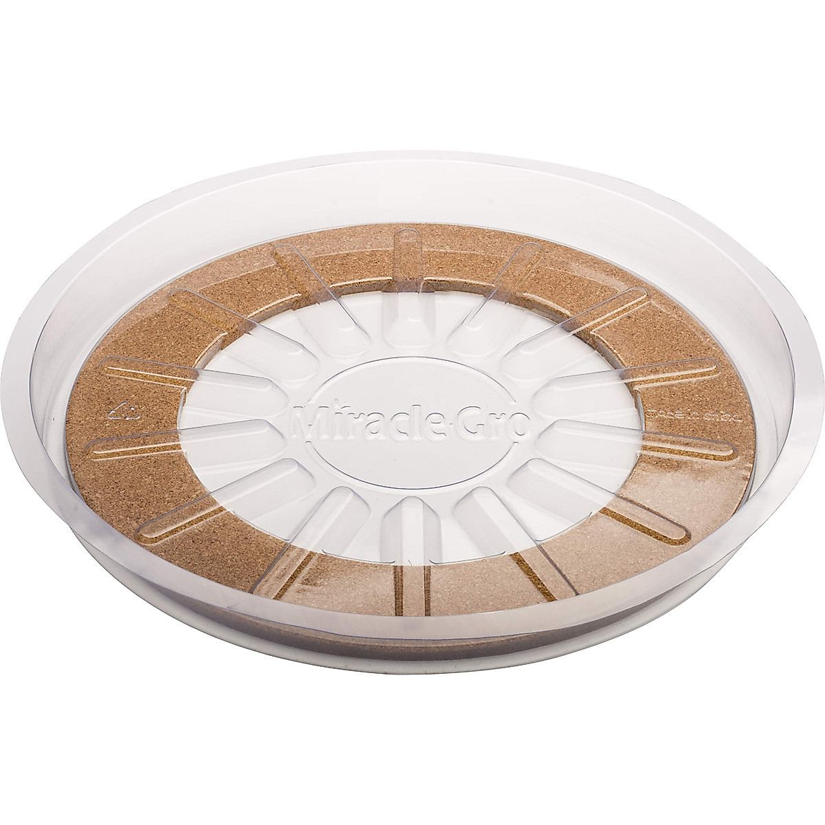 Miracle-Gro SMGCKV14 14" Hybrid Cork/Plastic Saucer, Clear