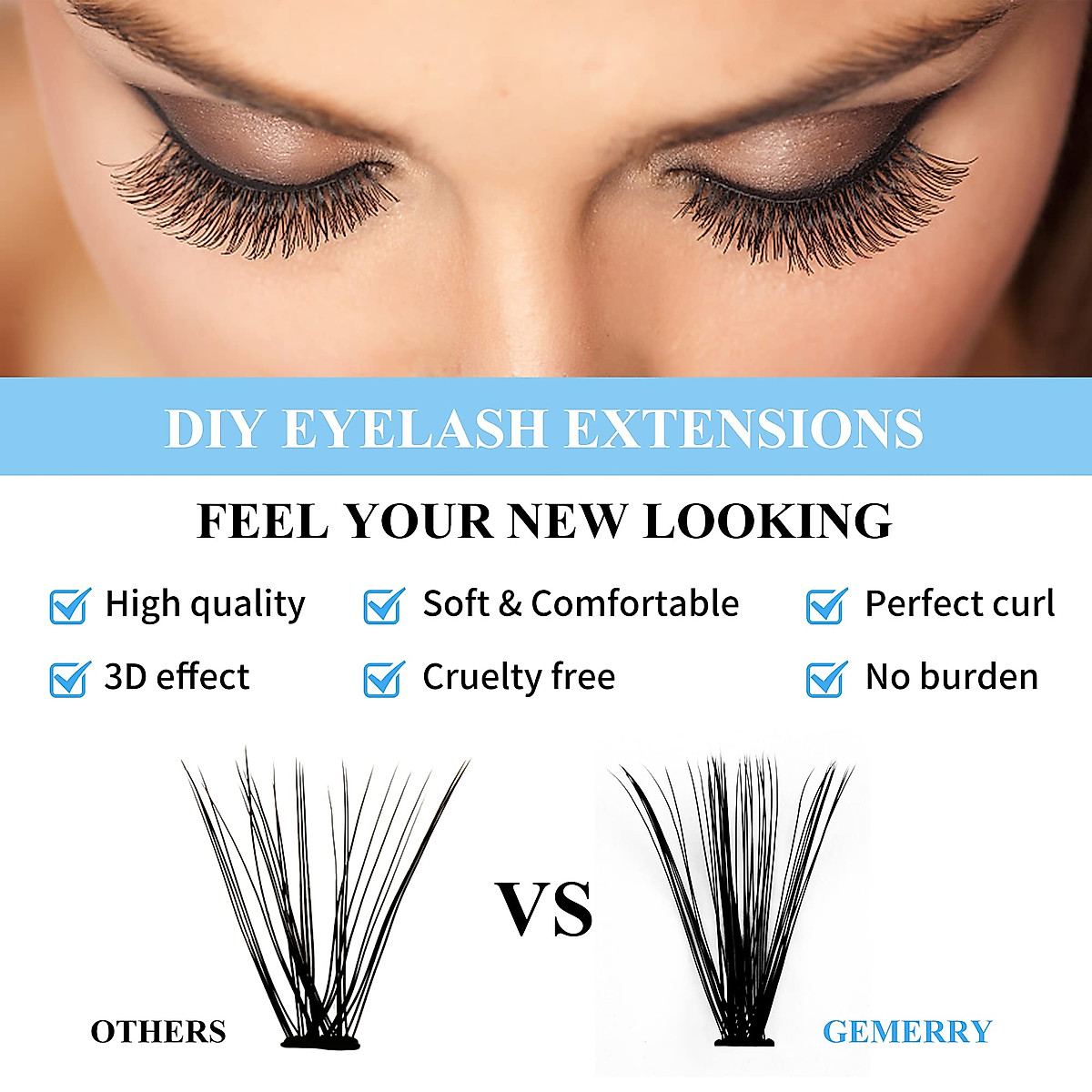 Lash Clusters Eyelash Clusters 280 PCS Cluster Eyelash Extensions Soft&Natural Individual Lashes Mink Cluster Lashes DIY At Home Lash Extension Clusters By GEMERRY(30D/40D-D, 8-16mm)