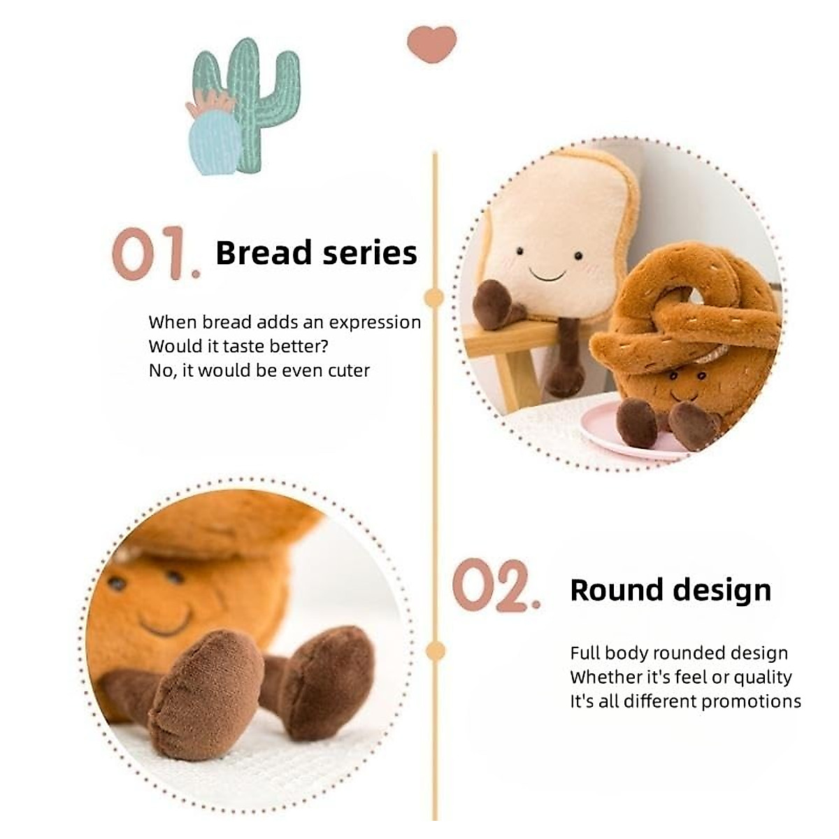 XIZHI Toast Bread Plush Toy Cute Croissant Plush Stuffed Funny Food Plushies Pillow Toy fors Gifts for Kids Birthday (Pretzel)