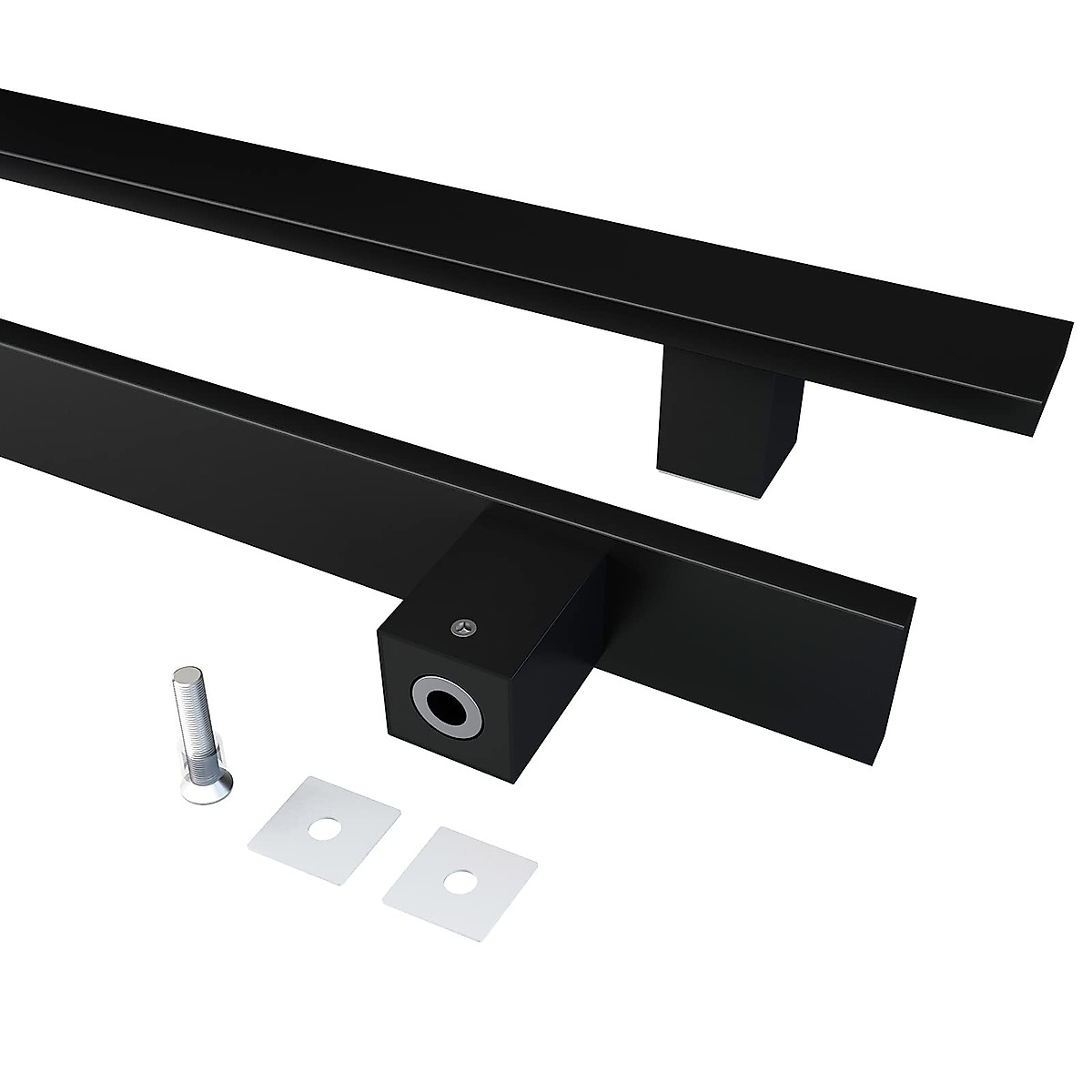 BARNSMITH 36" Barn Door Push Pull Handle,Heavy Duty Grade-304 Stainless Steel Square Commercial Door Handle,Entrance Entry Front Door Handle Office Handle Pull Set for Wood Door Glass Door,Black