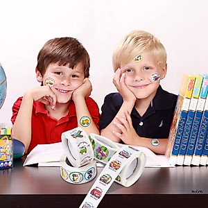 2000 Pcs MoCeYa Stickers for Kids School Stickers Potty Training Stickers 4Rolls 32Designs 1inch (2000 Construction Dino Stickers)