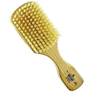 Kent OS11 Satinwood Rectangular Military Club Hair Brush and Facial Brush for Beard Care, Soft White Natural Boar Bristle Brush for Fine or Thinning Hair Mens Grooming, Hair Care, and Beard Brush