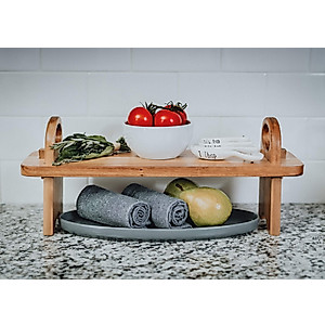 SPEShh Acacia Wood Serving Board on Stand – Contemporary Raised Wooden Serving Platter – Elegant Hand-Finished Home Décor Counter Shelf Organizer & Cheese Charcuterie Boards - 16.5 x 5.5 x 6.7 inches