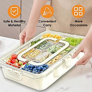 Hermit Home Snackle Box with Lid and Handle - Snack Containers, Charcuterie Platters, Clear Organizer for Candy, Fruits, Nuts, Snacks - with 8 Forks and 2 Spoons