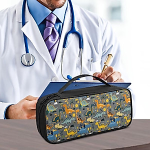 Rnyleeg Stethoscope Carrying Case Lightweight Stethoscope Case Cartoon Gray Dinosaur Print Stethoscope Holder Case for Nurse and Doctor