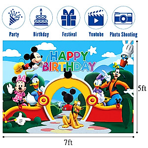 Happy Birthday Party Backdrop 7x5ft, Kids Birthday Decoration Banner Background, Cute Party Supplies for Kids Boys and Girls