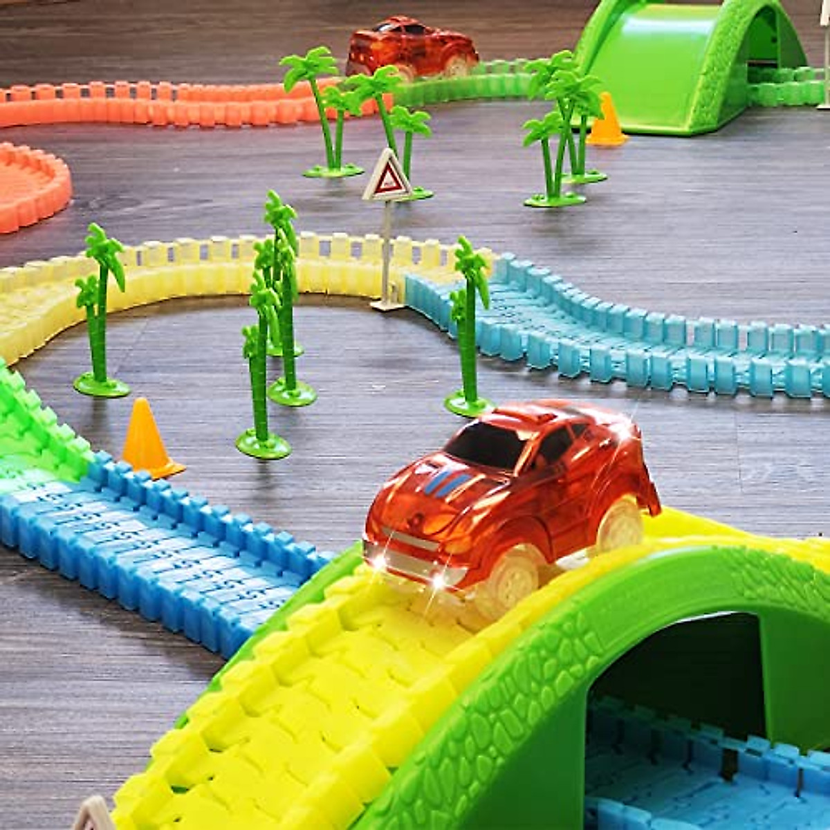 Ontel Magic Tracks Mega Xtreme with 2 Race Car and 18 ft of Flexible, Bendable Glow in the Dark Racetrack, As Seen on TV