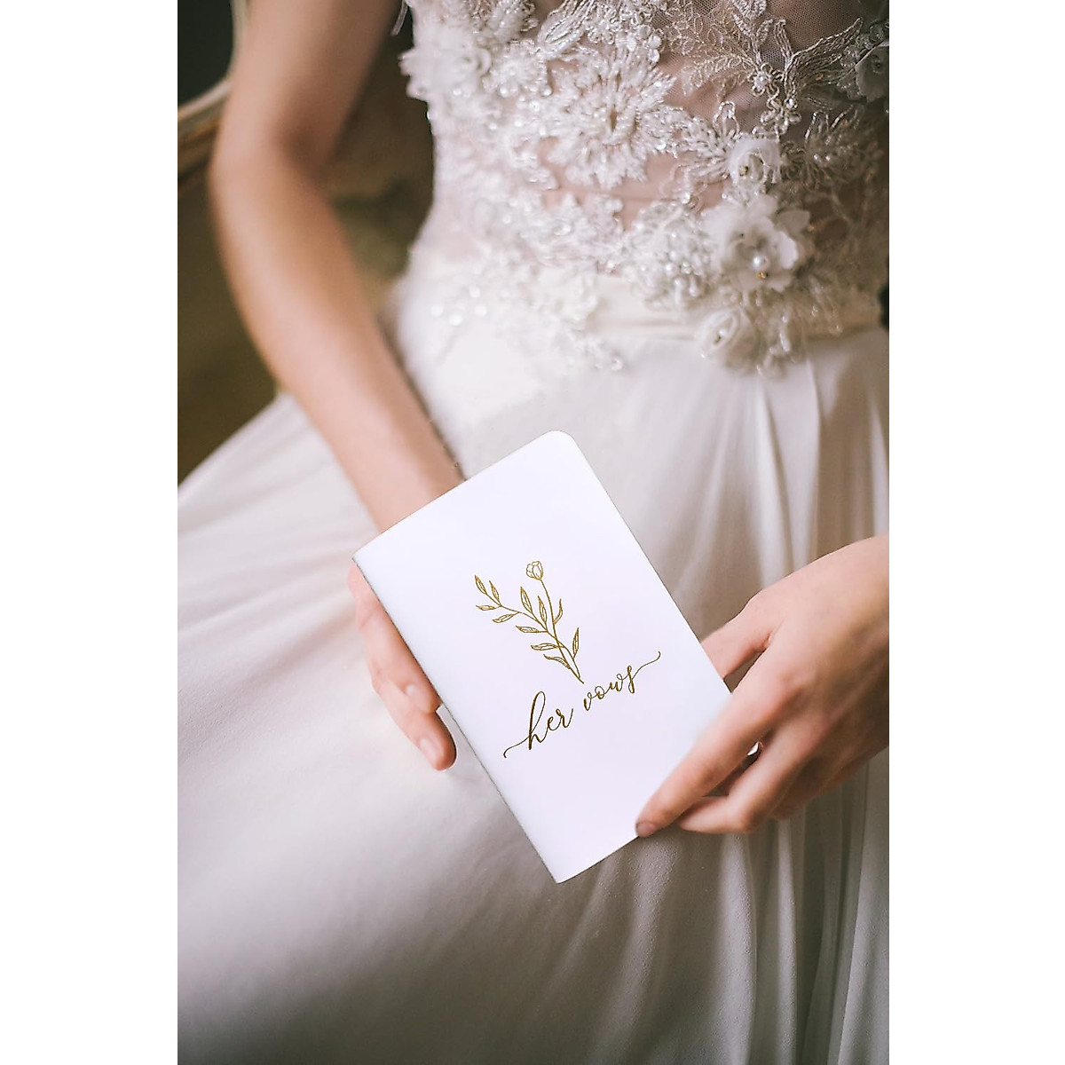 Vow Books Set of 2 Elegant His and Hers Vow Books 48 Pages Wedding Notebook With Plenty of Pages to Write Vows Wedding Vow Books with Gold Foil Floral Lettering Wedding Essentials for Bride Groom