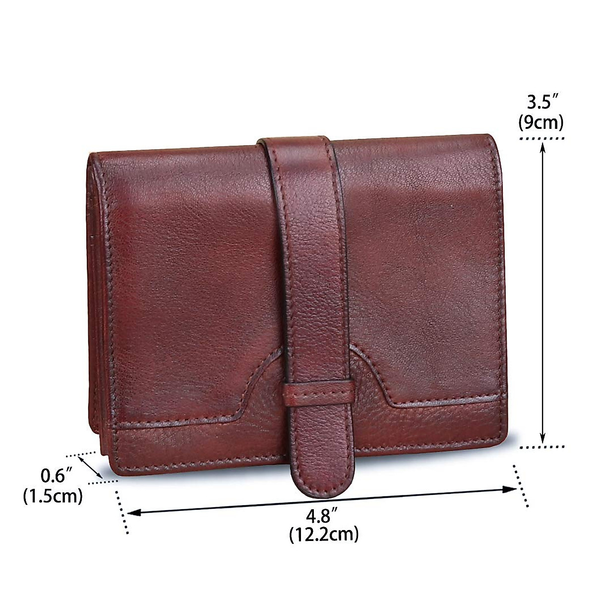 LRTO Genuine Leather Small Purse Wallet for Women RFID-Blocking Handmade Clutch Wallets Money Clip Card Organizer (Brown)