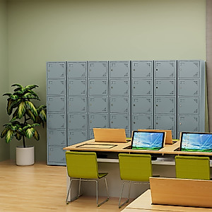 Yizosh Metal Locker with 6 Doors, Tall Steel Storage Lockers for Employees - 71" Locker Storage Cabinets for School, Gym, Home, Office, Garage (Grey)