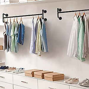 Industrial Clothes Hanging Rod Heavy Duty Garment Rack Bar for Closet Laundry Room Storage